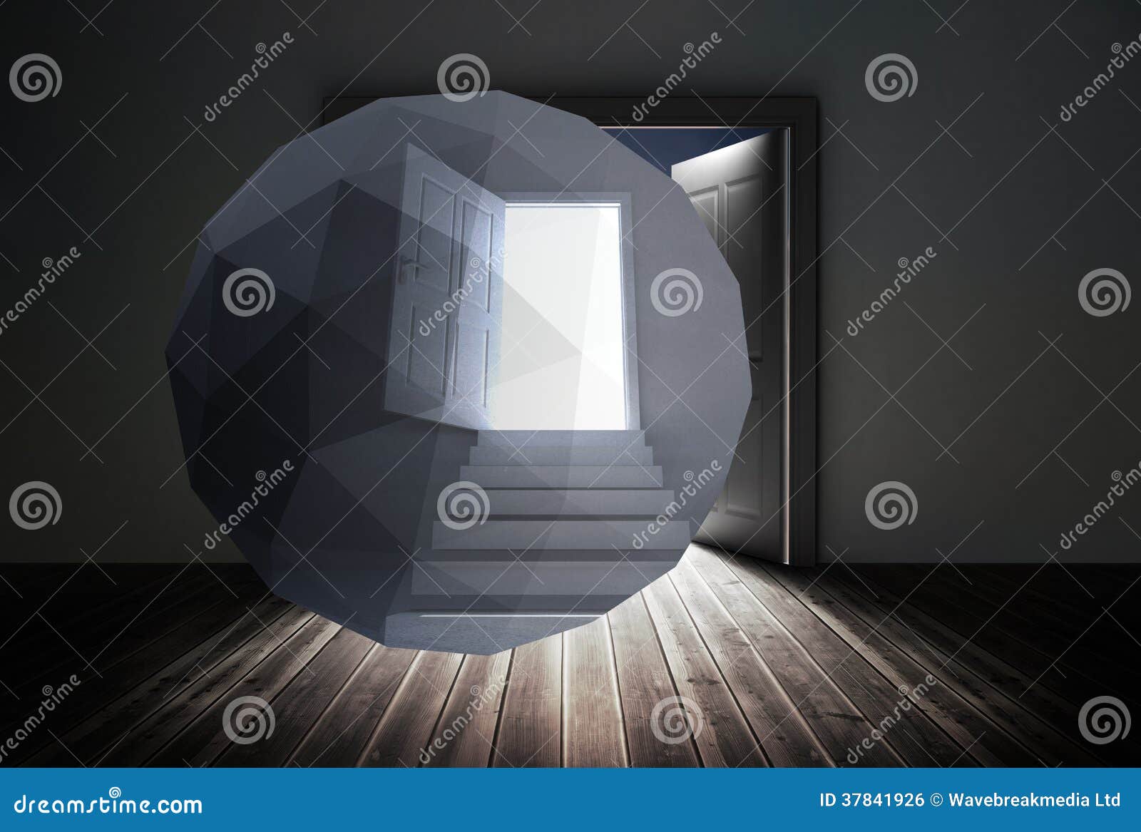 Composite Image of Open Door on Abstract Screen Stock Illustration ...