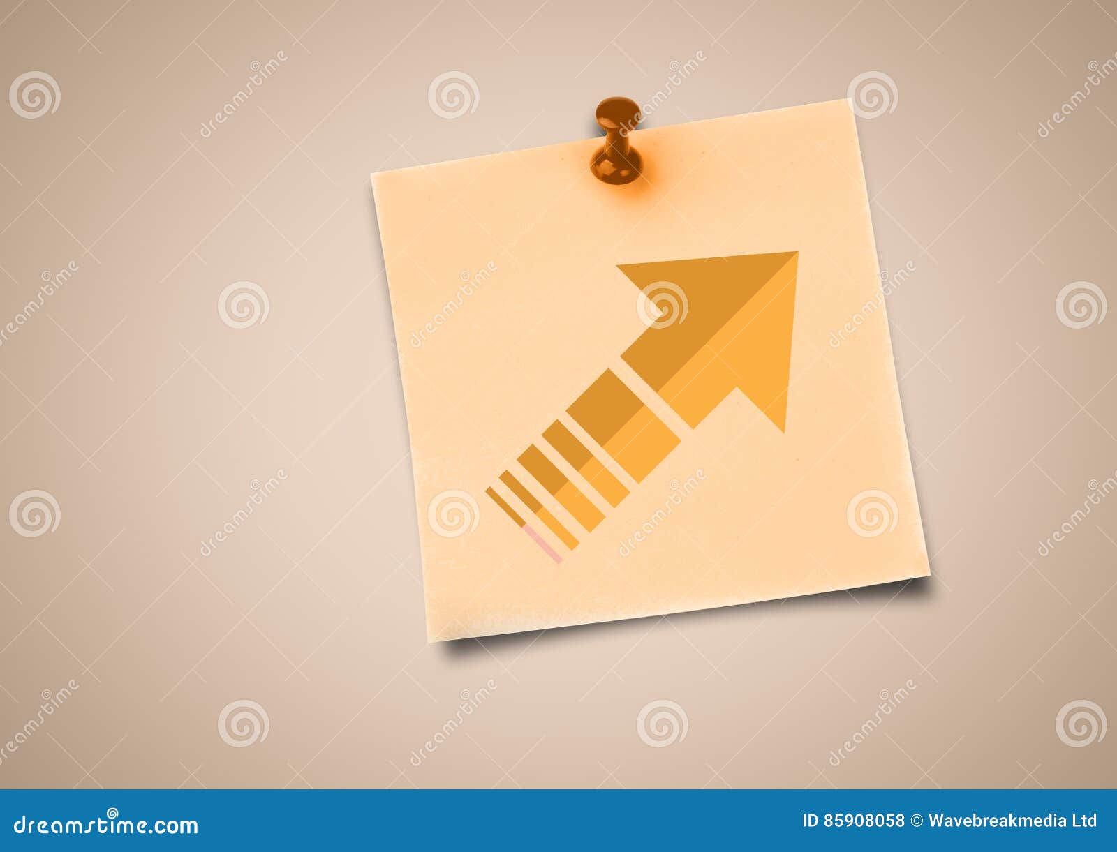 Composite Image of Orange Sticky Note Arrow Icon Stock Illustration ...