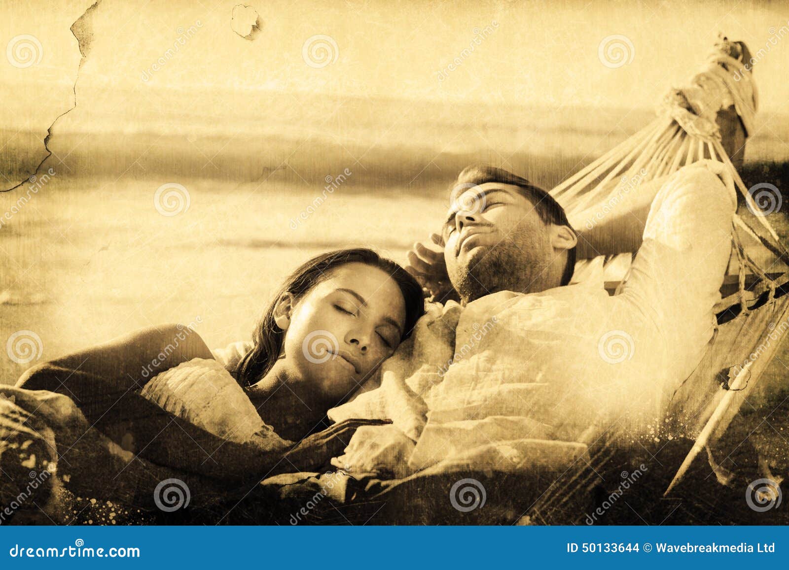 Composite Image of Peaceful Couple Napping in a Hammock Stock ...