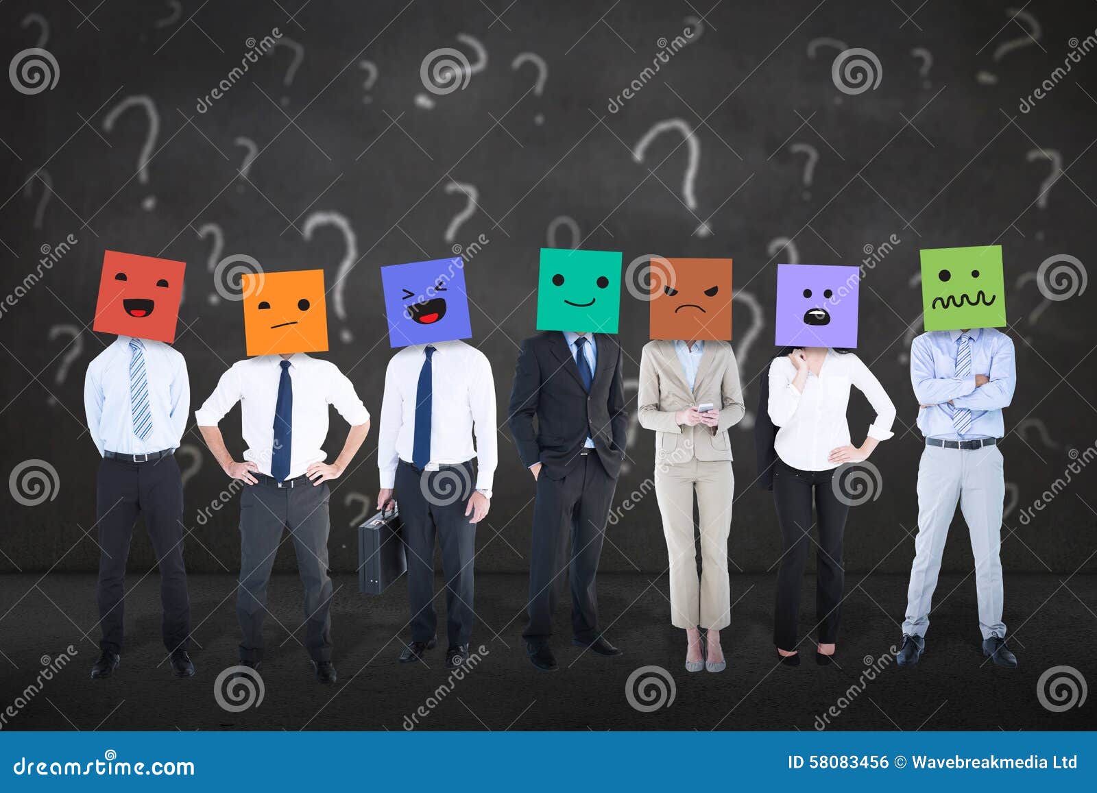 Composite Image of People with Boxes on Their Heads Stock Photo - Image ...
