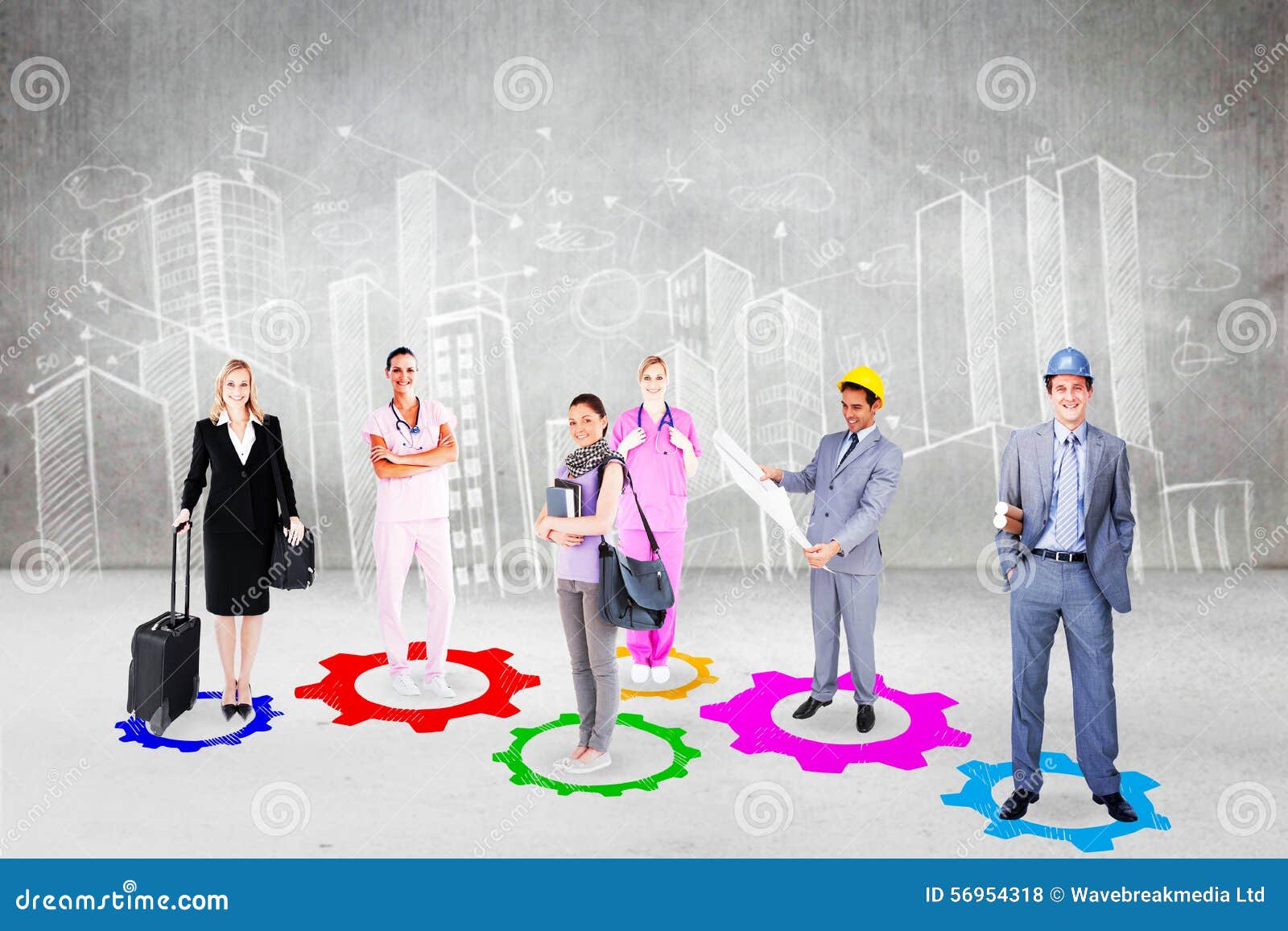 Composite Image of People with Different Careers Stock Photo - Image of ...