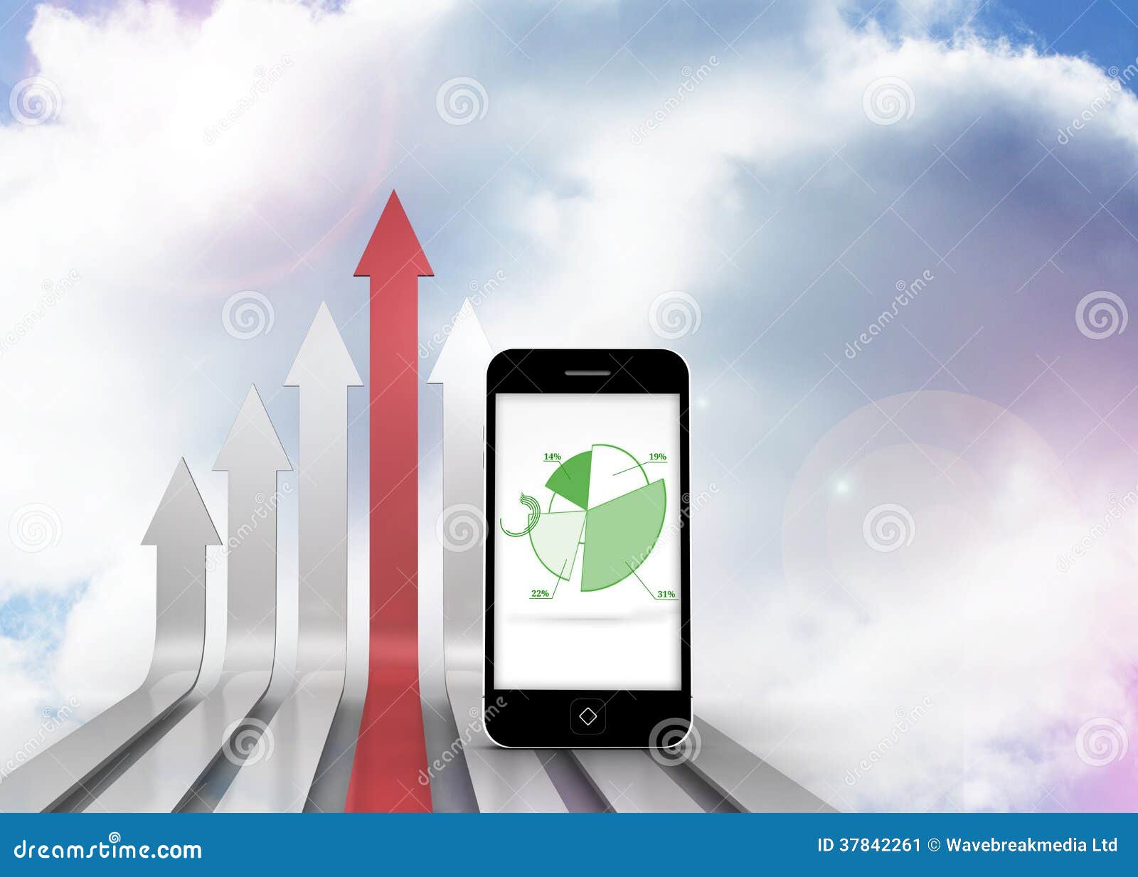 Composite Image of Pie Chart on Smartphone Screen Stock Illustration ...
