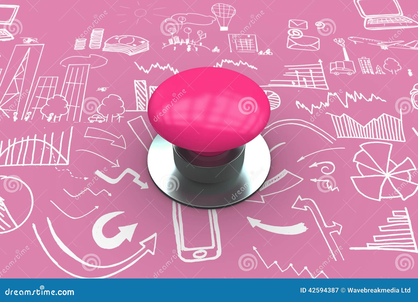 Composite Image of Pink Push Button Stock Illustration - Illustration ...