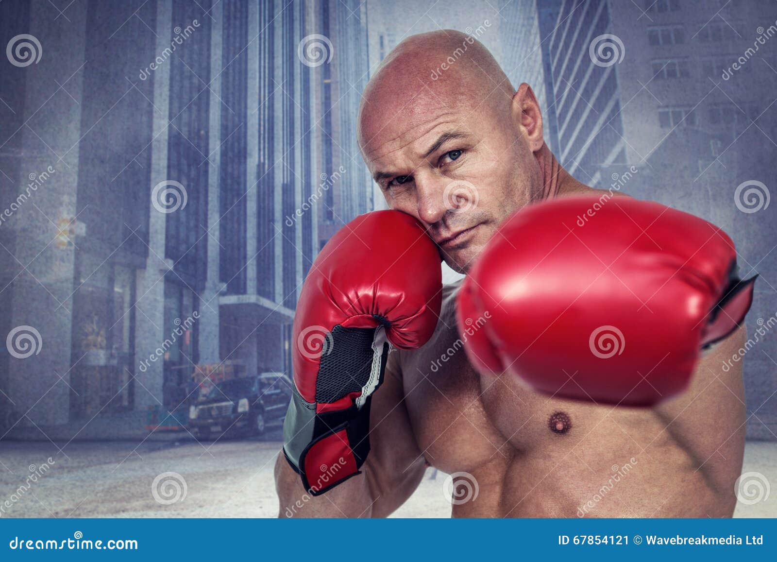 Composite Image of Portrait of Boxer with Fighting Stance Stock Image ...