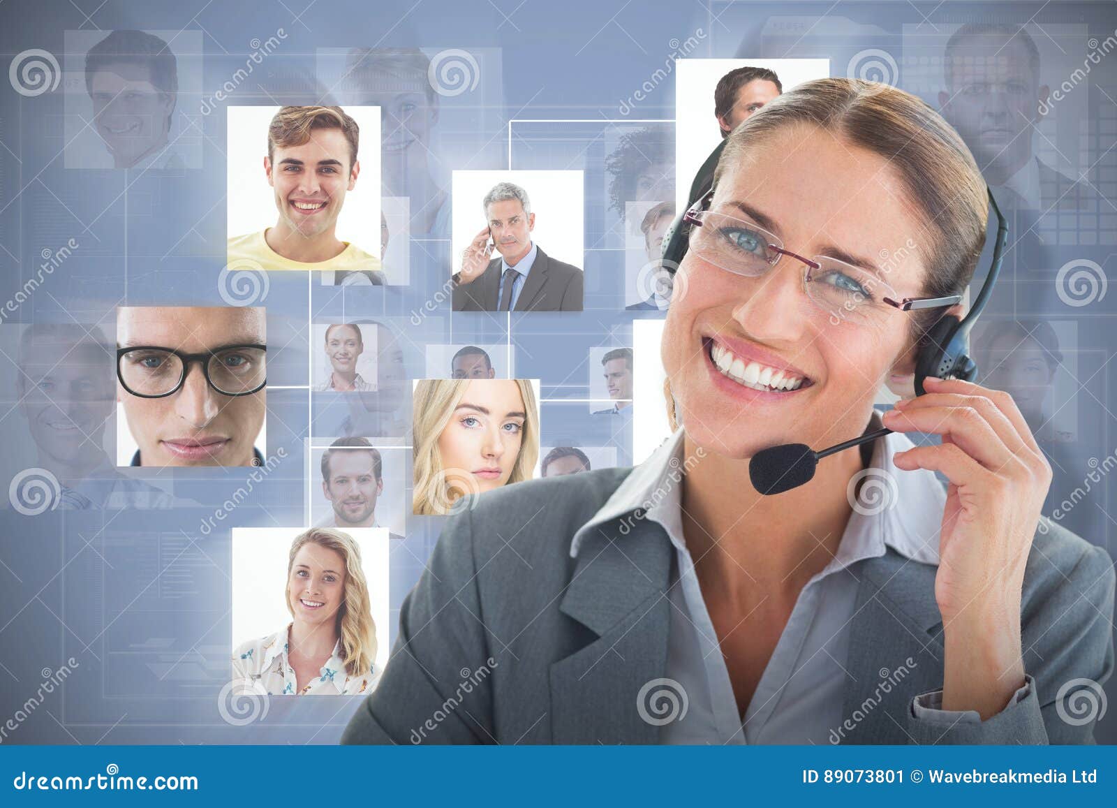 Composite Image of Portrait of a Call Center Executive Wearing Headset ...