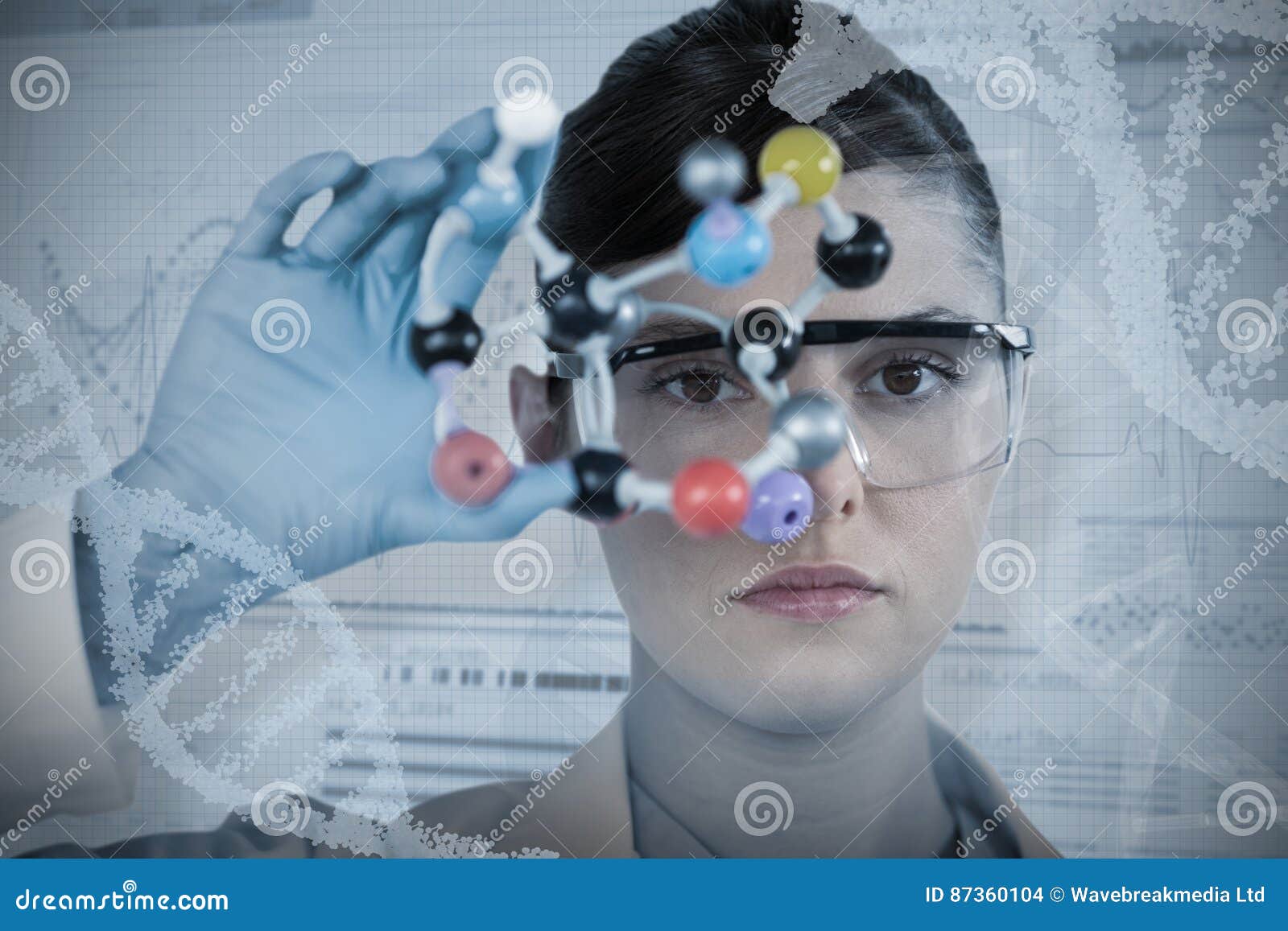 Composite Image of Portrait of Confident Female Scientist Holding ... Composite Image of Portrait of Confident Female Scientist Holding ...