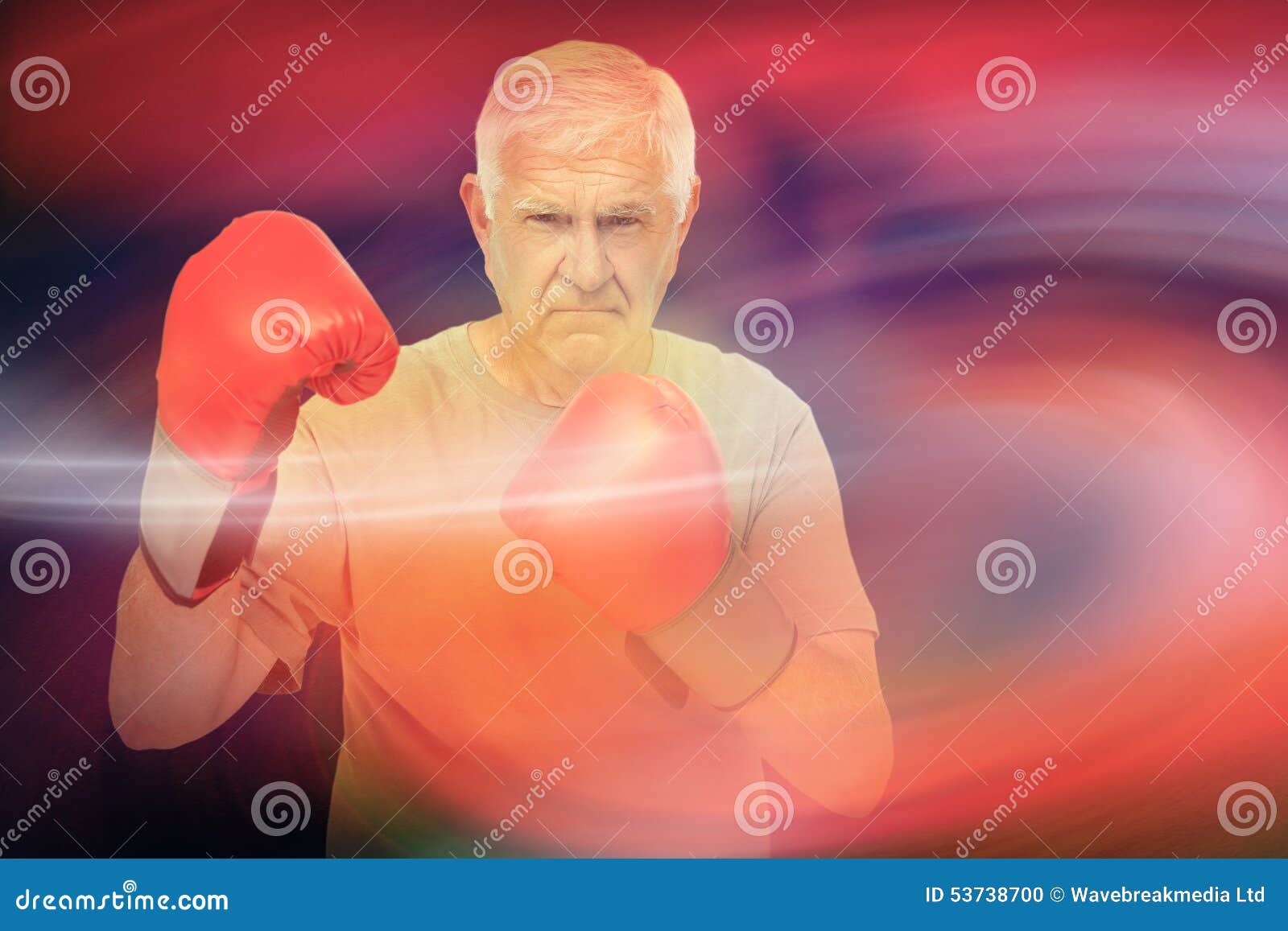 Composite Image of Portrait of a Determined Senior Boxer Stock Photo ...
