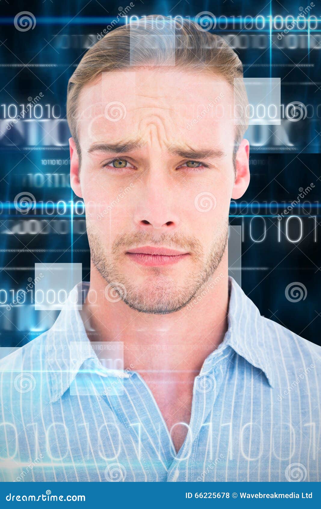 Composite Image of Portrait of Doubtful Man in Shirt Stock Photo ...