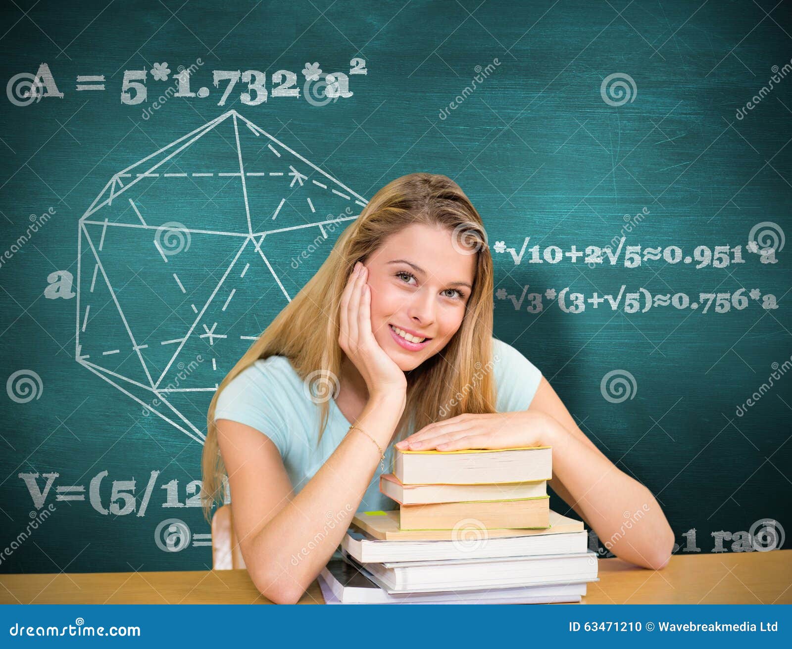 Composite Image of Portrait of Female Student in Library Stock Photo ...