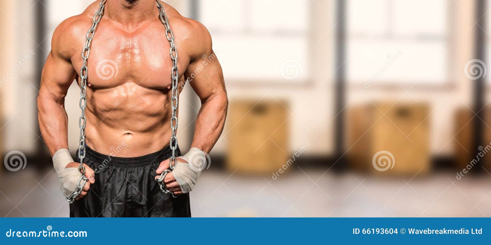 Composite Image of Portrait of Fighter Holding Chain Stock Photo ...