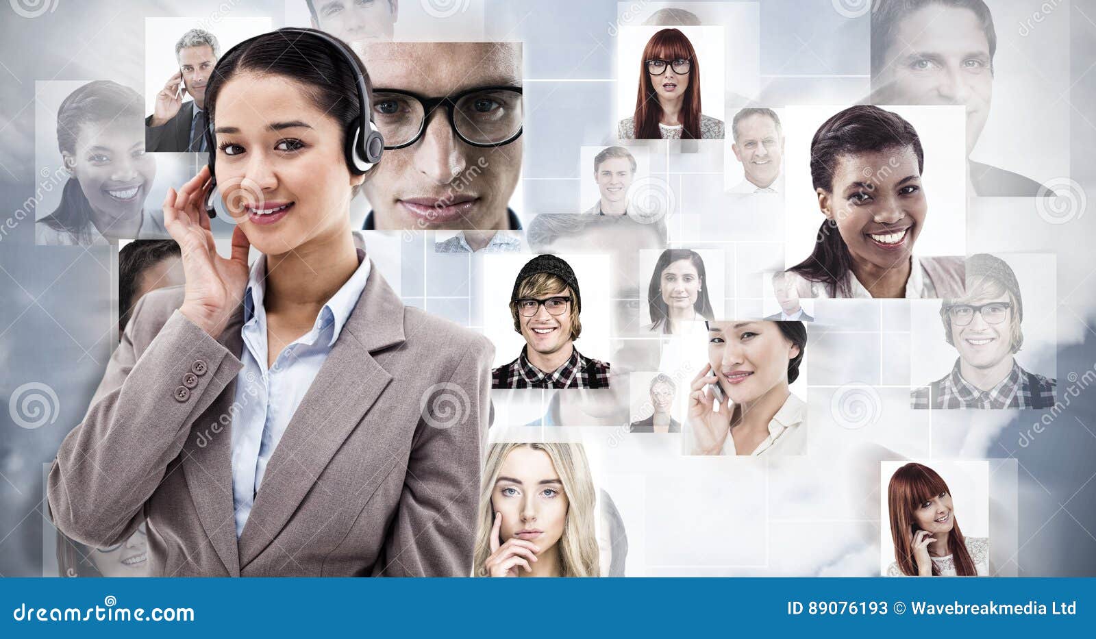 Composite Image of Portrait of a Good Looking Operator Posing with a ...