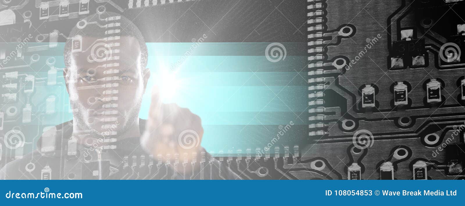 Composite Image of Portrait of Hacker Using Digital Screen Stock ...