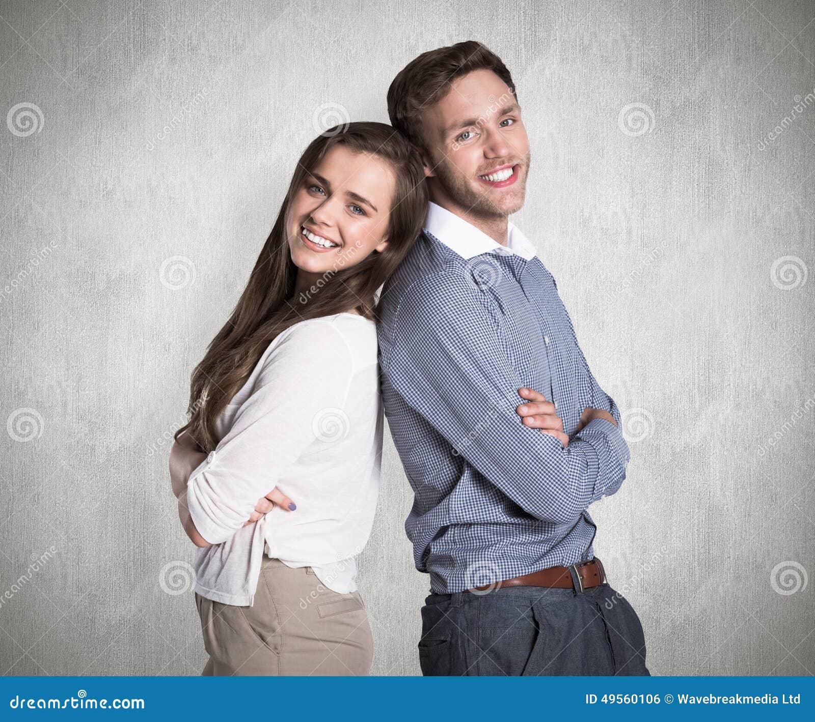 Composite Image of Portrait of Happy Couple Back To Back Stock Photo ...