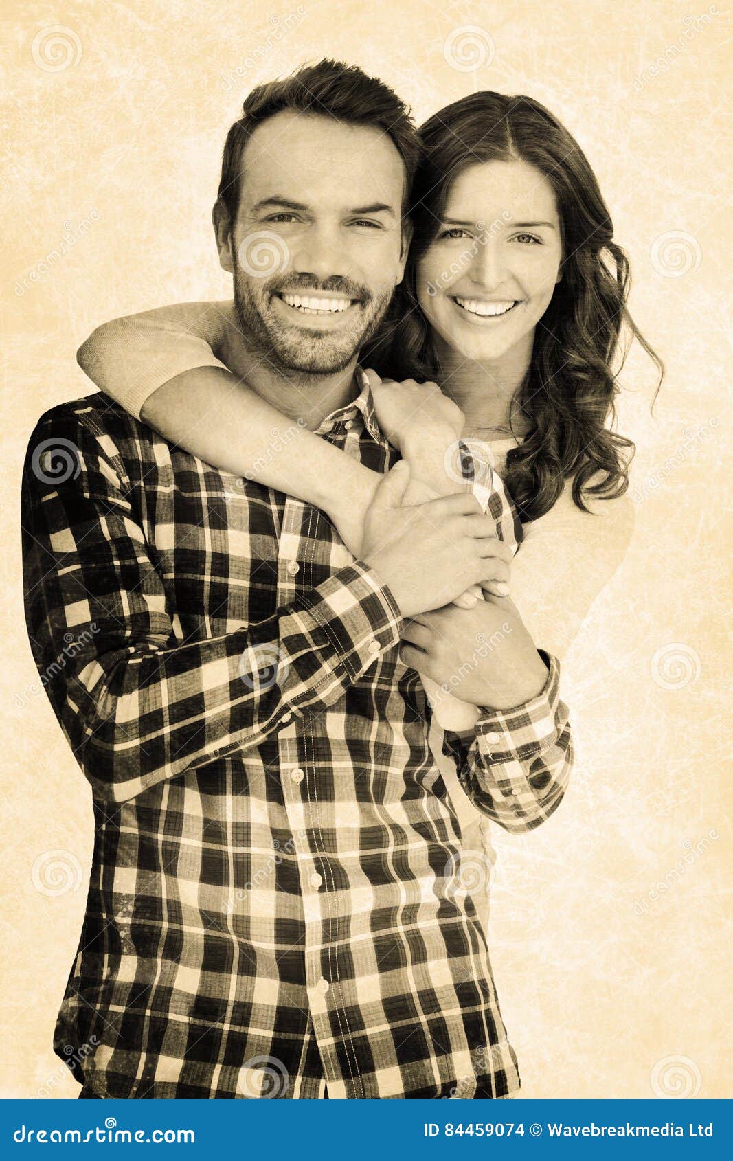 Composite Image of Portrait of Young Couple Smiling Stock Photo - Image ...