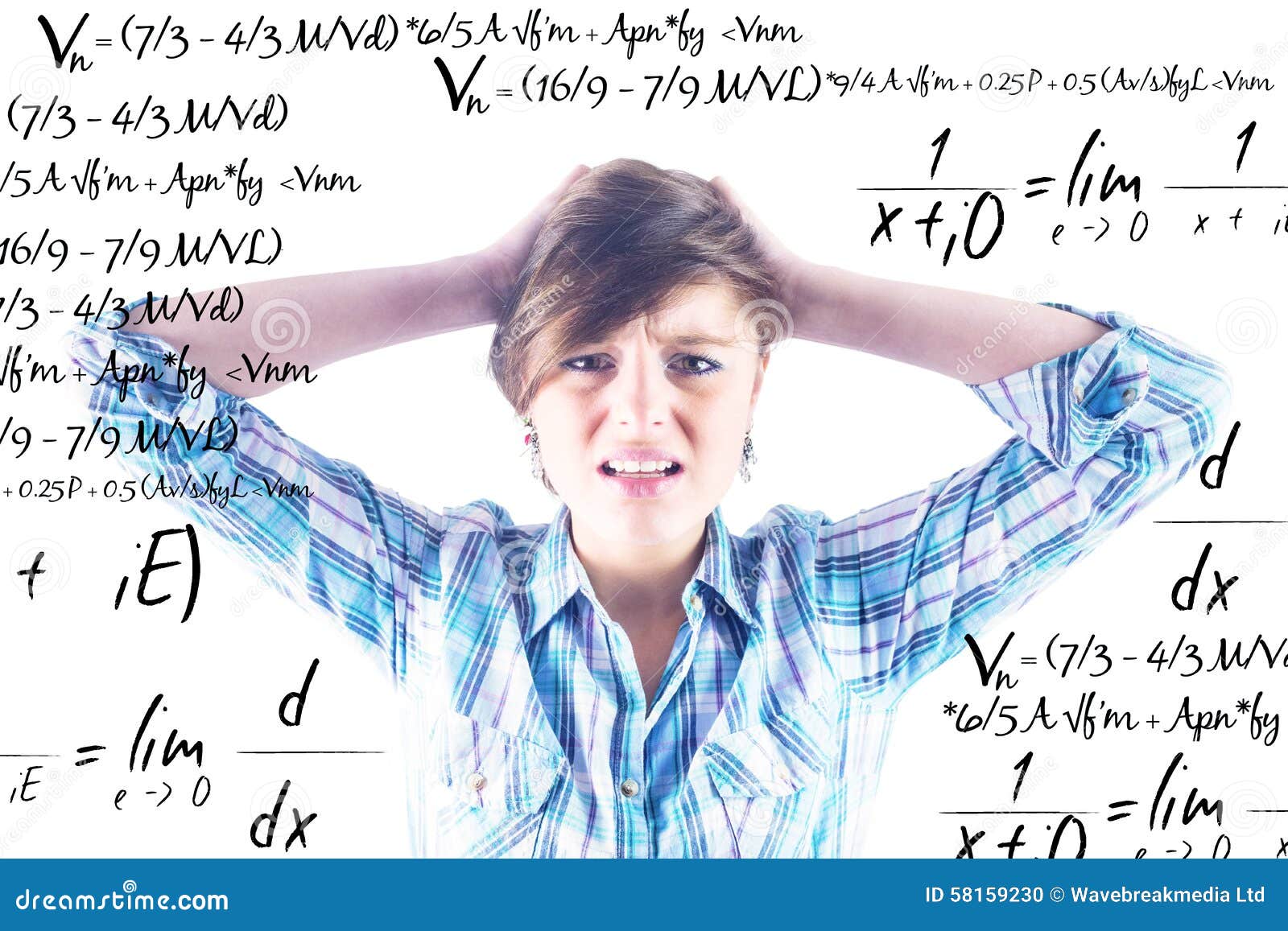 Composite Image of Pretty Brunette Getting a Headache Stock ...