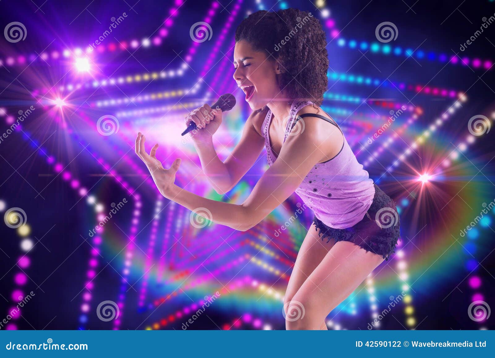 Composite Image of Pretty Girl Singing Stock Photo - Image of generated ...