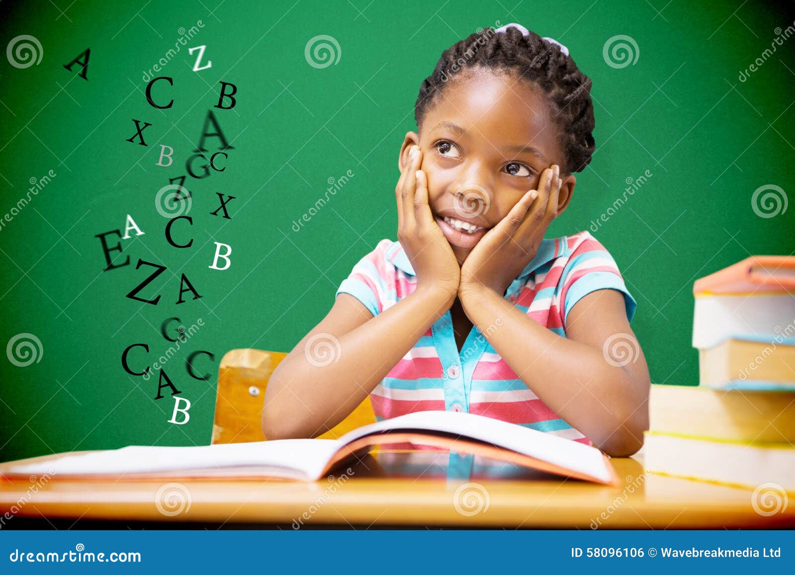 Composite Image of Pupil Sitting at Her Desk Stock Photo - Image of ...