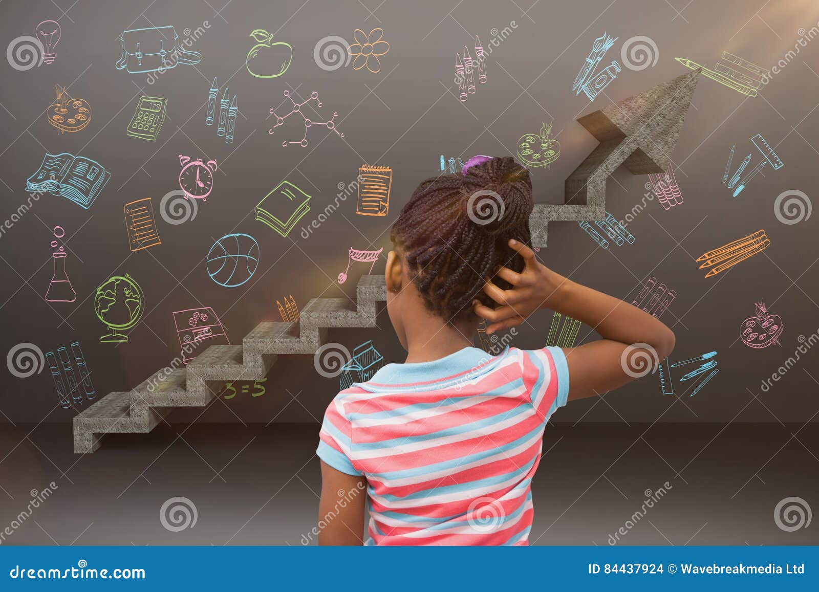 Composite Image of Pupil Thinking Stock Photo - Image of development ...