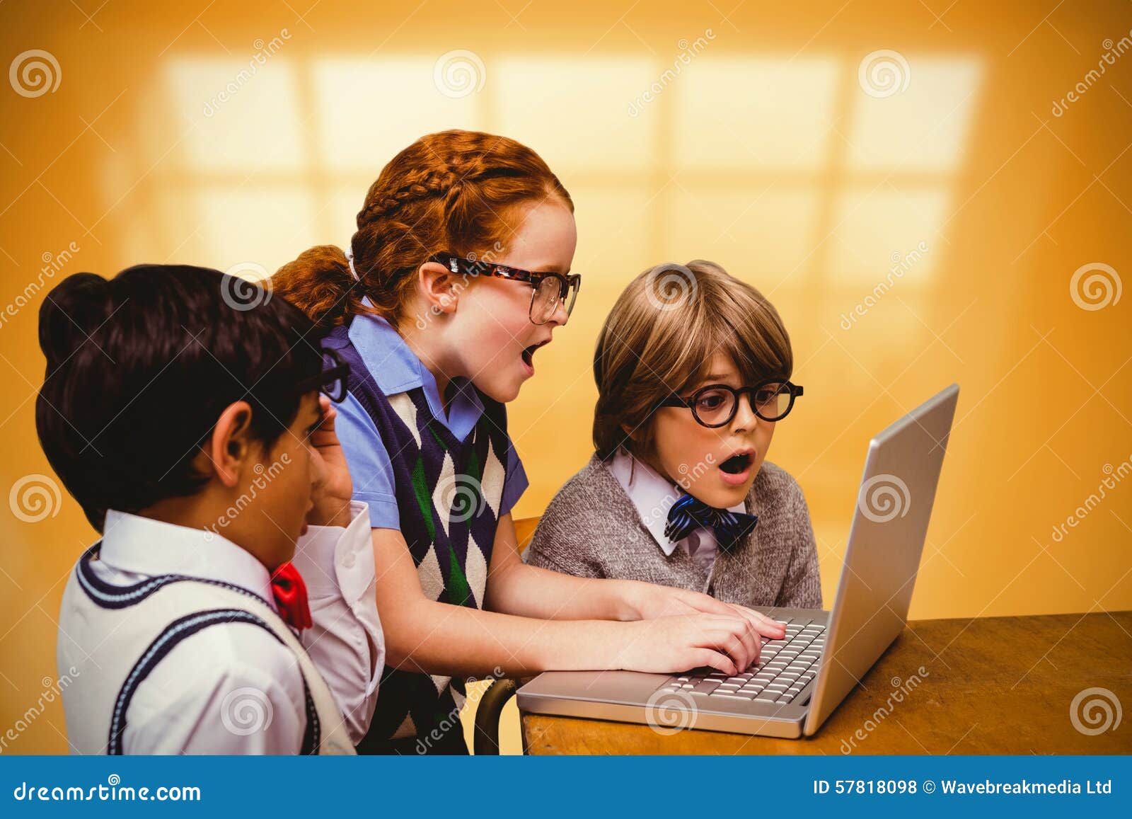 Composite Image of Pupils Using Laptop Stock Photo - Image of ...