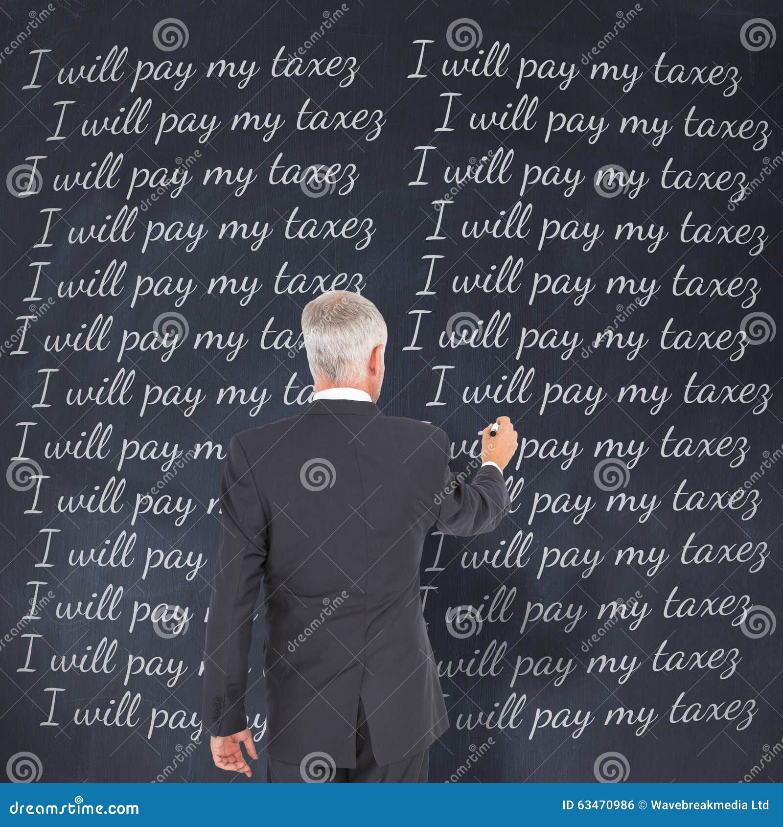 Composite Image of Rear View of Businessman Standing and Writing Stock ...