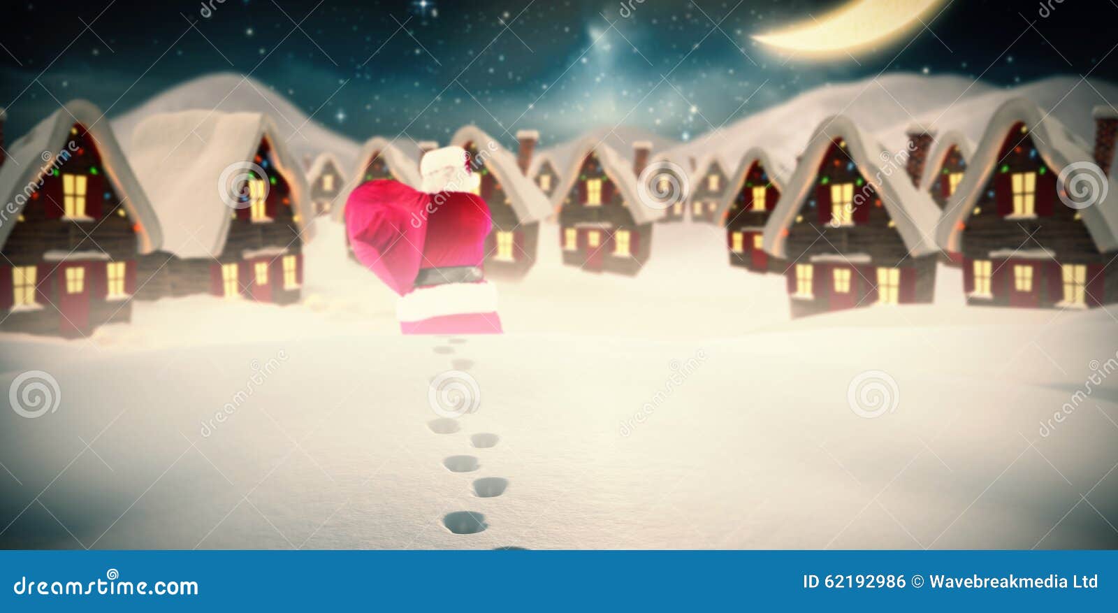 Composite Image of Rear View of Santa Holding a Sack Stock Photo ...