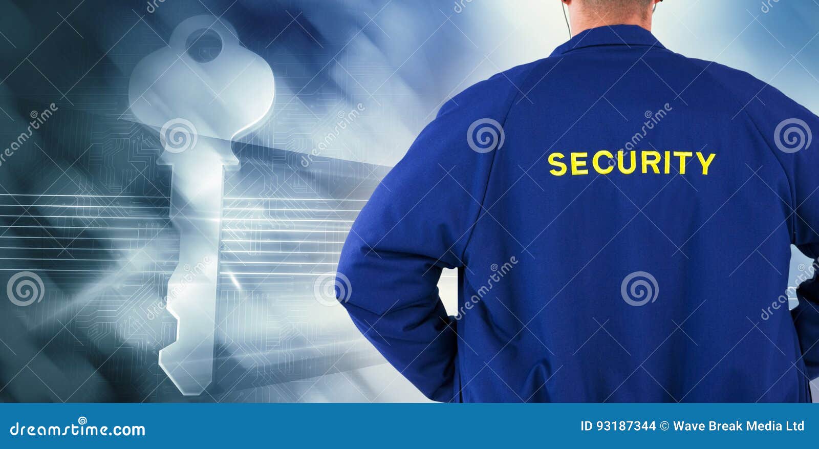 Composite Image of Rear View of Security Officer in Uniform Stock Photo ...
