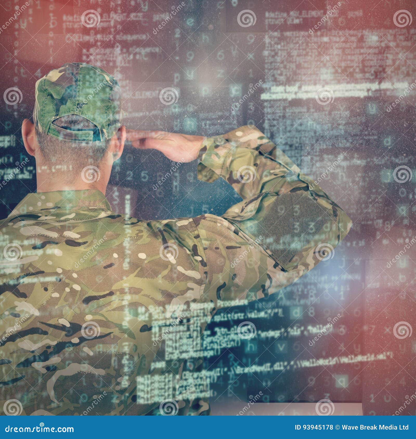 Composite Image of Rear View of Soldier Saluting Stock Photo - Image of ...
