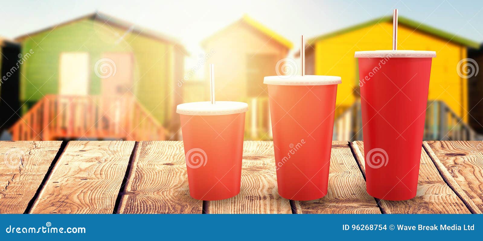 Composite Image of Red Cups Over White Background Stock Illustration ...