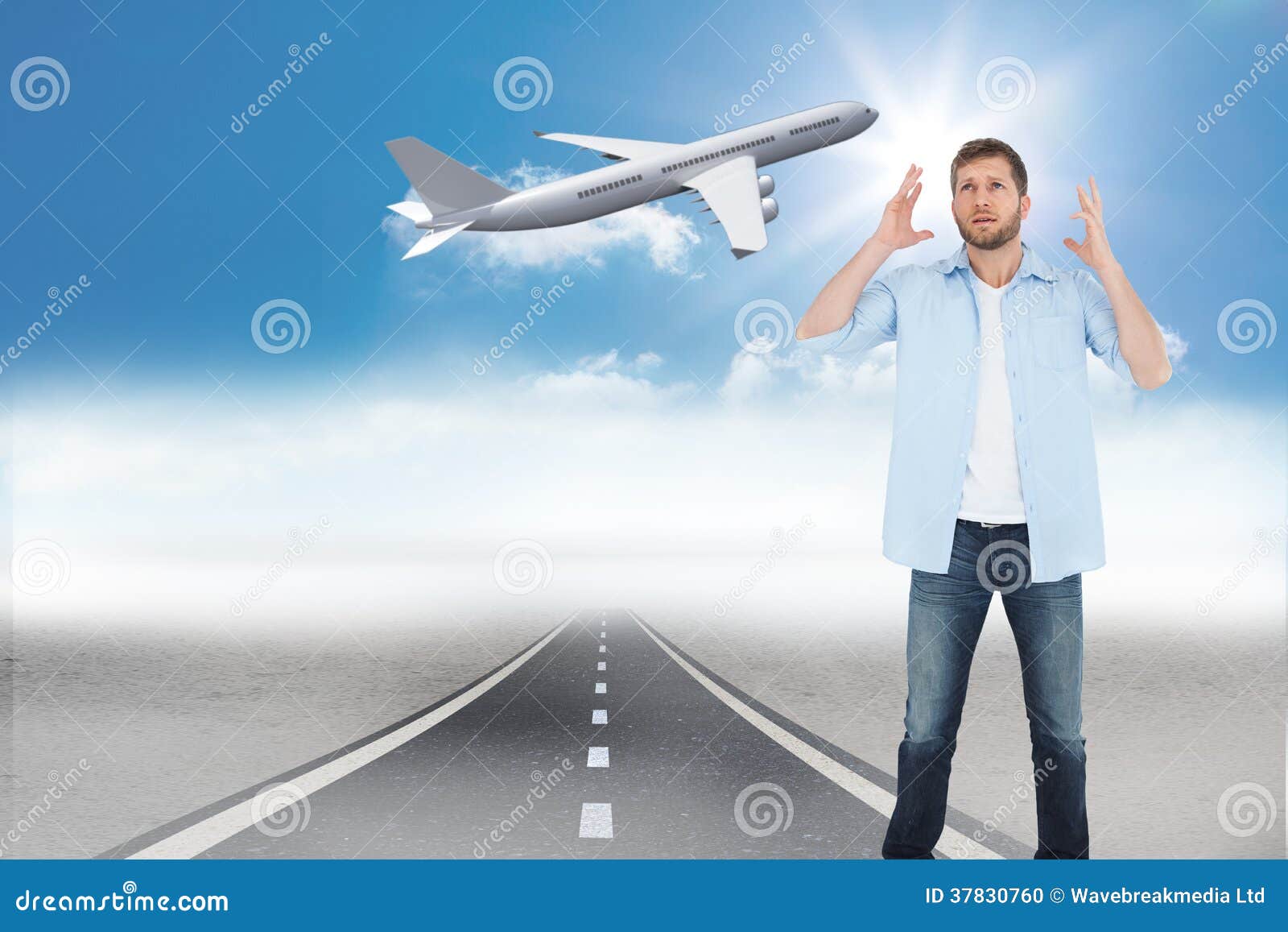 Composite Image of Reproachful Man Looking Up Stock Photo - Image of ...
