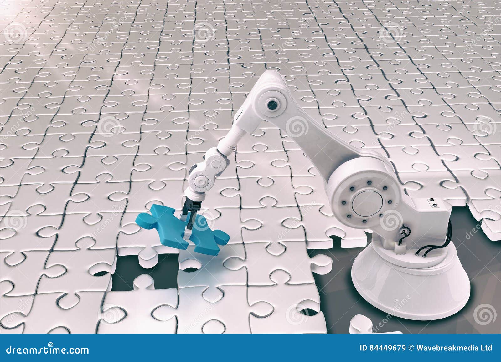 Composite Image of Robot Setting Up Jigsaw Puzzle 3d Stock Image ...