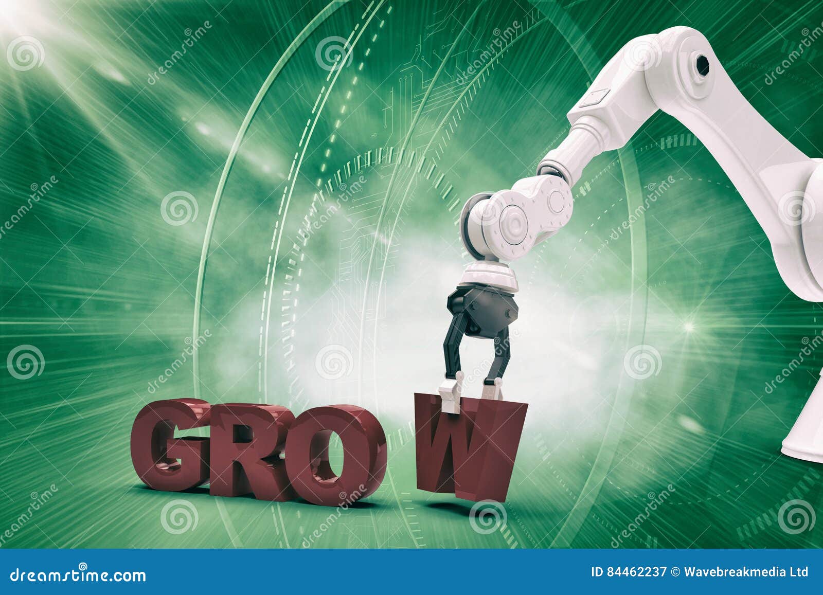 Composite Image of Robotic Arm Arranging Grow Text 3d Stock Image ...