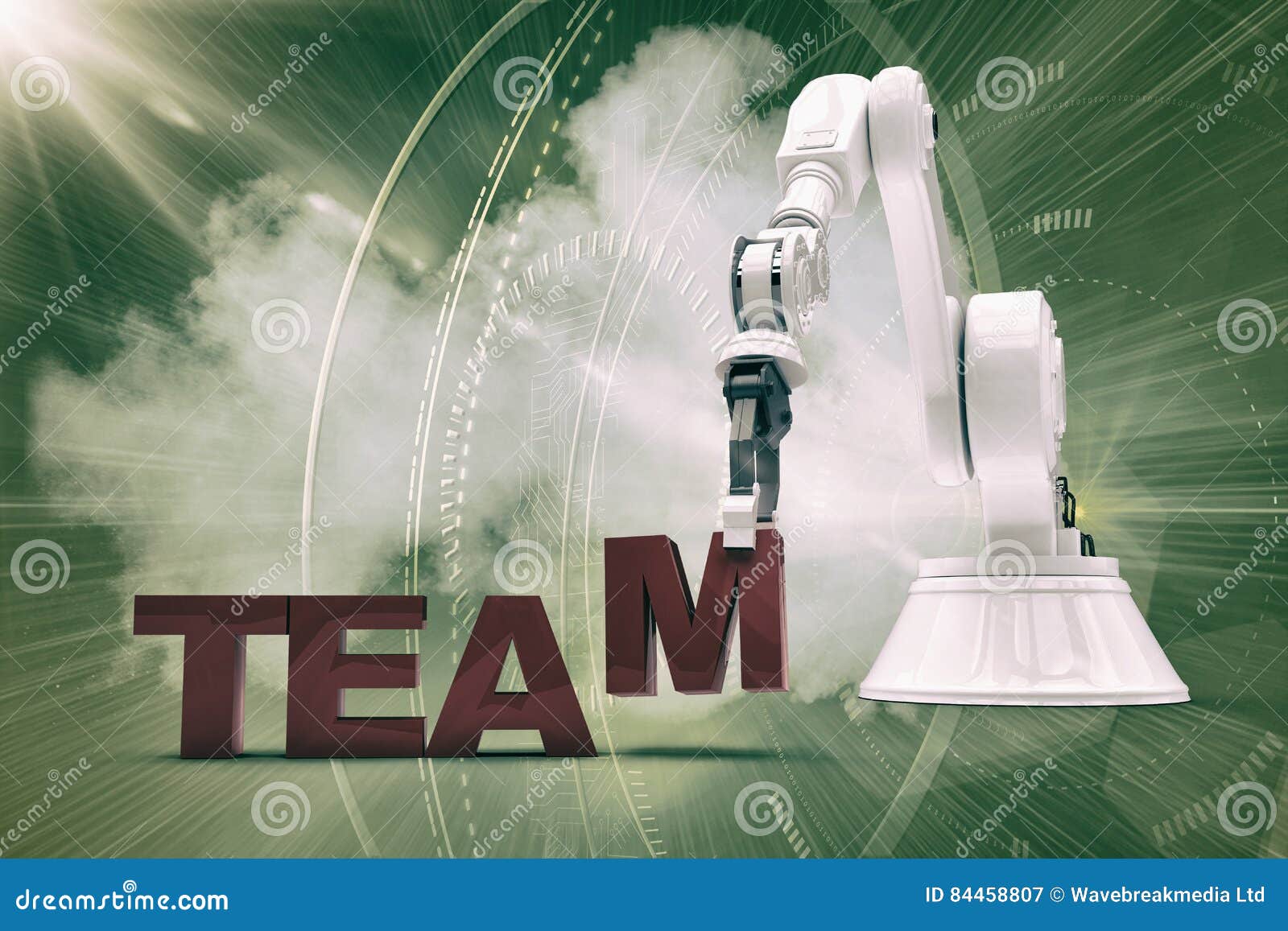 Composite Image of Robotic Arm Arranging Team Text 3d Stock Image ...