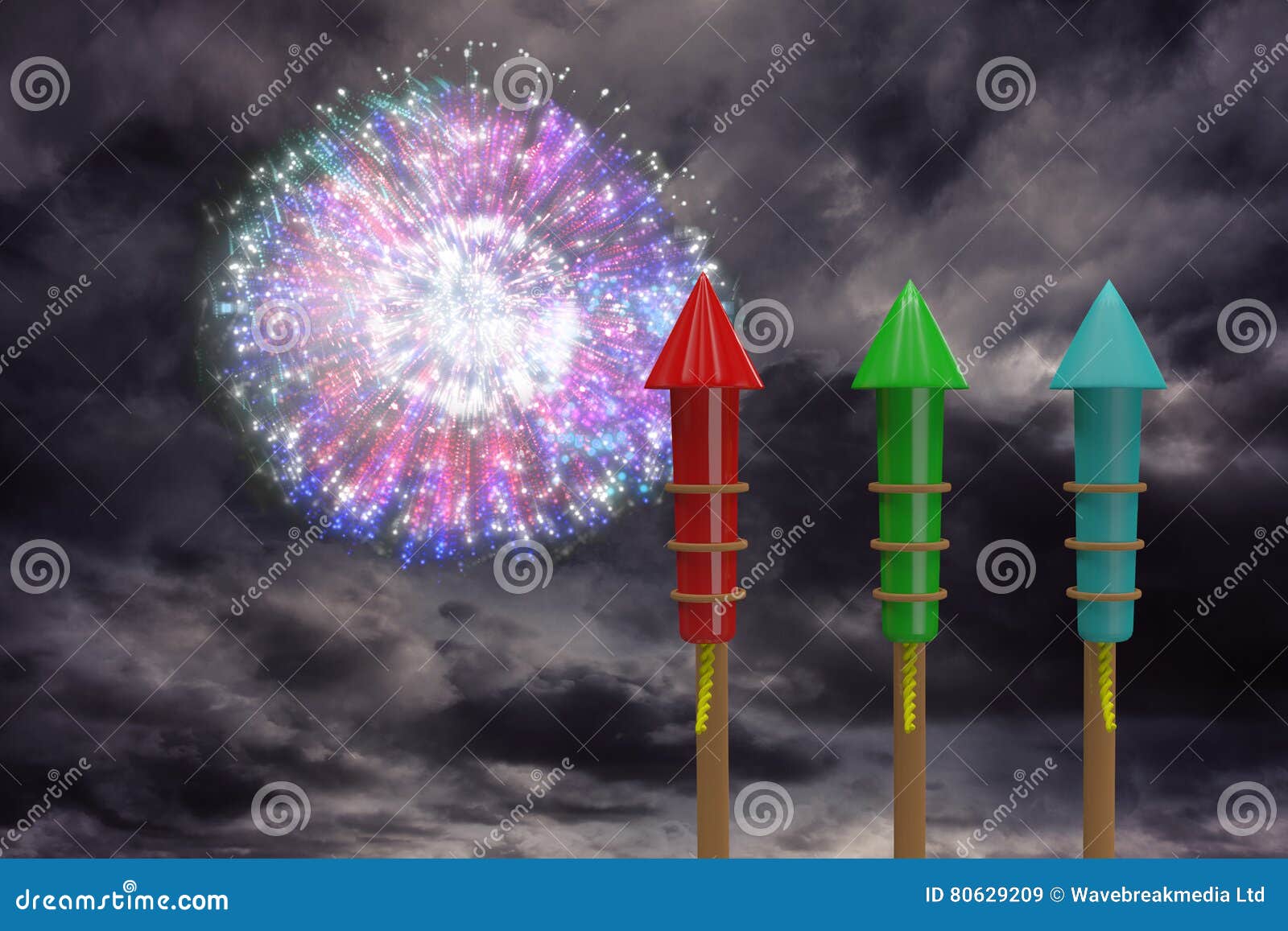 Composite Image of Rockets for Fireworks Stock Illustration ...