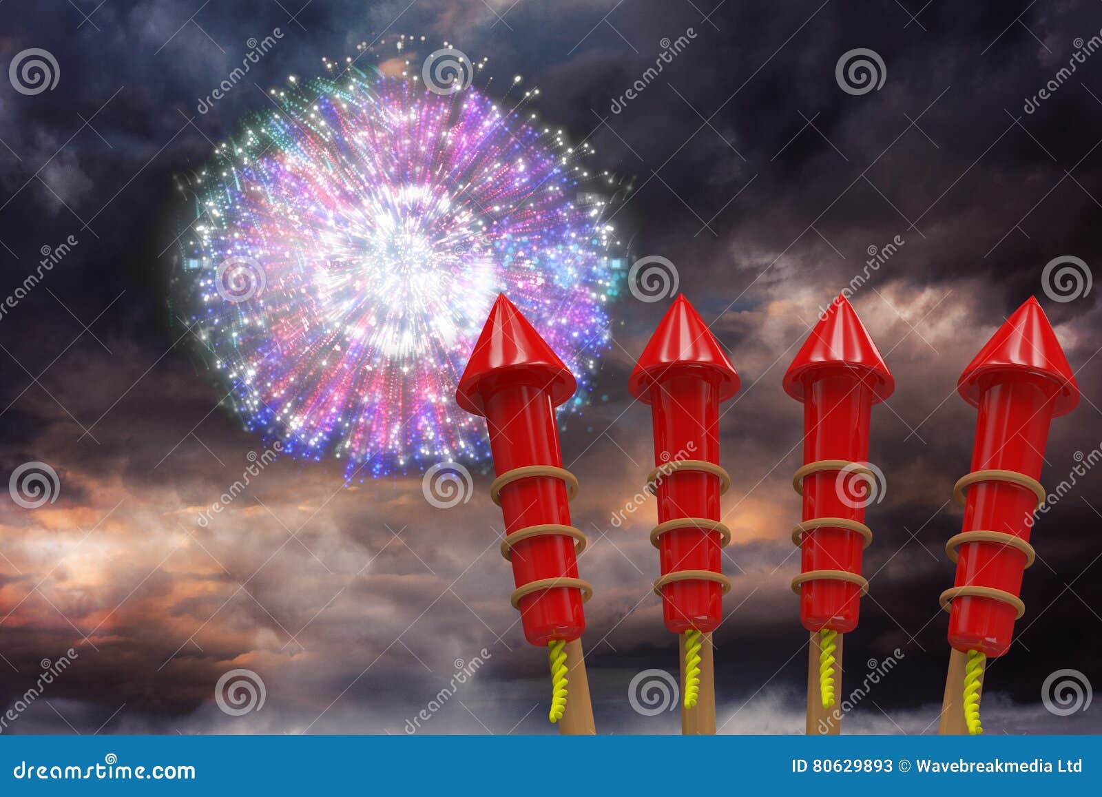 Composite Image of Rockets for Fireworks Stock Illustration ...