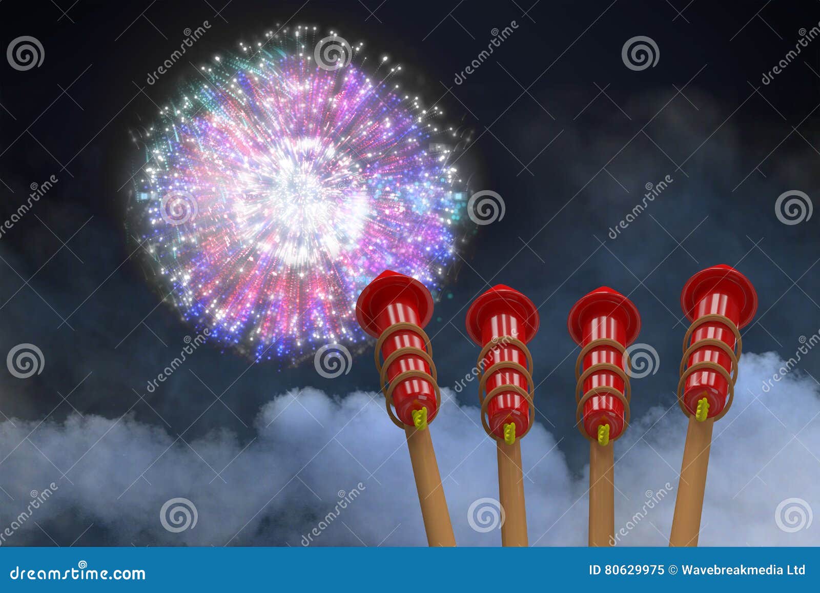 Composite Image of Rockets for Fireworks Stock Illustration ...
