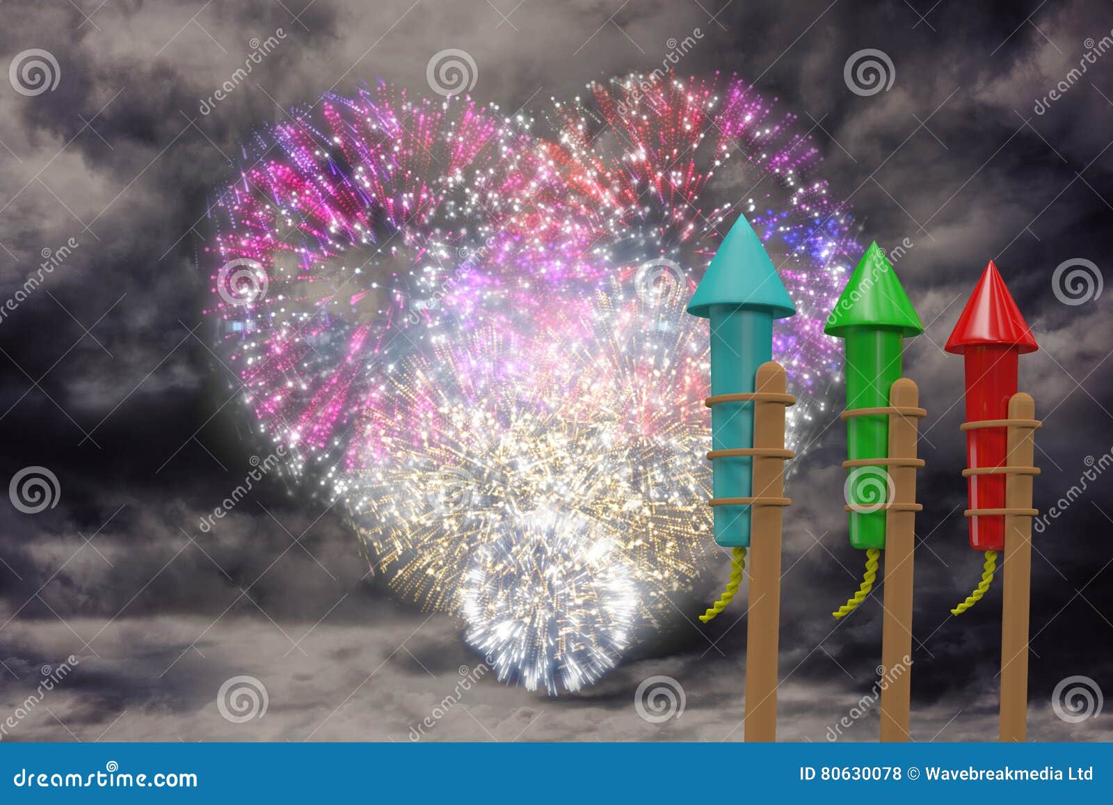 Composite Image of Rockets for Fireworks Stock Illustration ...
