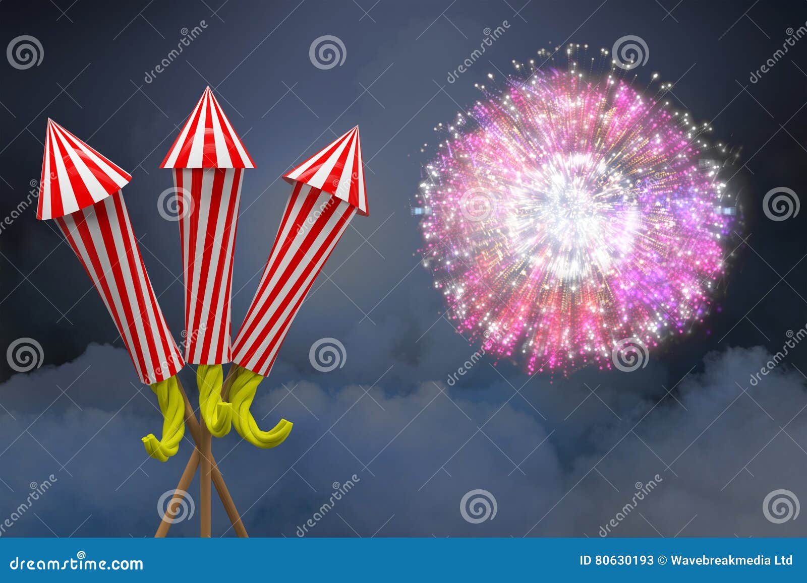 Composite Image Of Rockets For Fireworks Stock Illustration ...