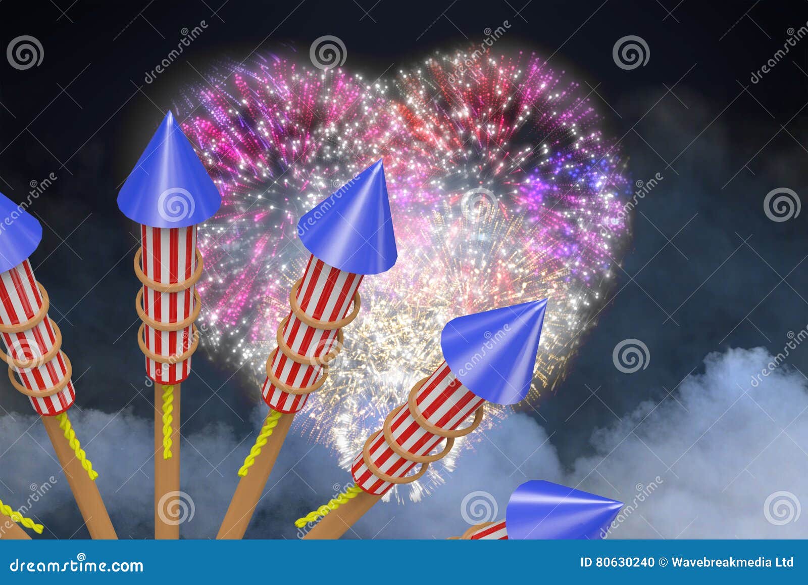 Composite Image of Rockets for Fireworks Stock Illustration ...