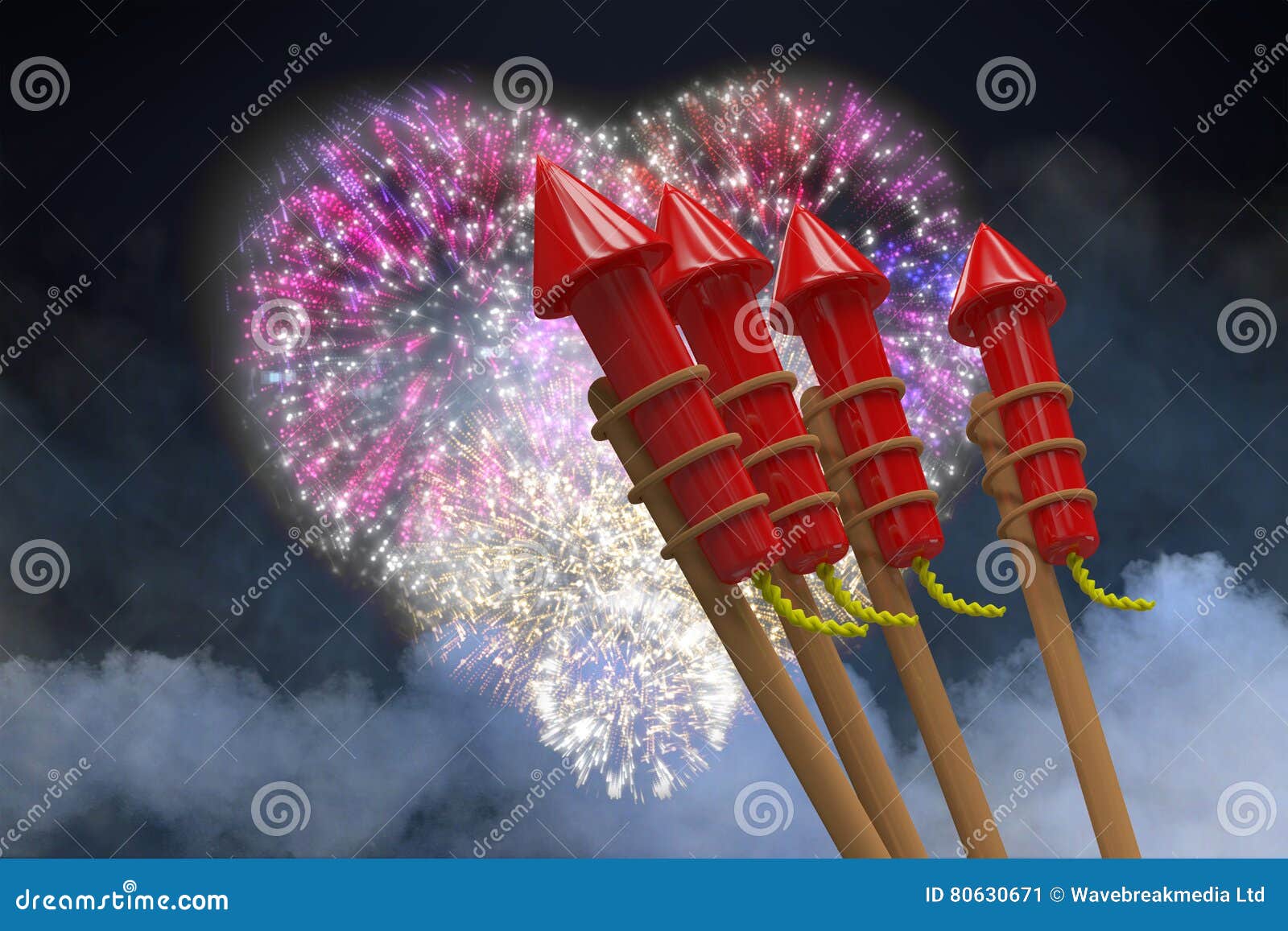 Composite Image of Rockets for Fireworks Stock Illustration ...