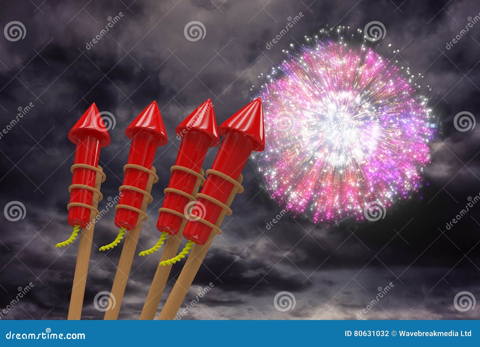 Composite Image of Rockets for Fireworks Stock Illustration ...