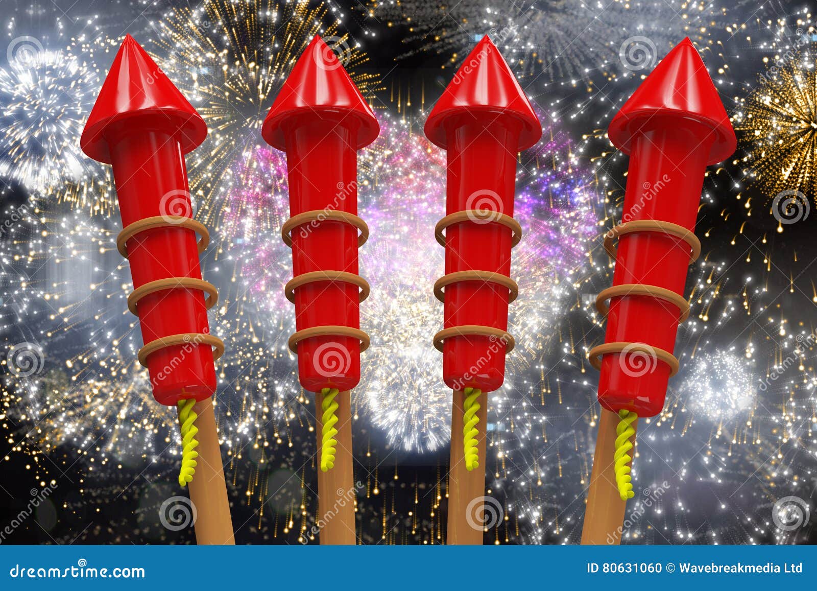 Composite Image of Rockets for Fireworks Stock Illustration ...