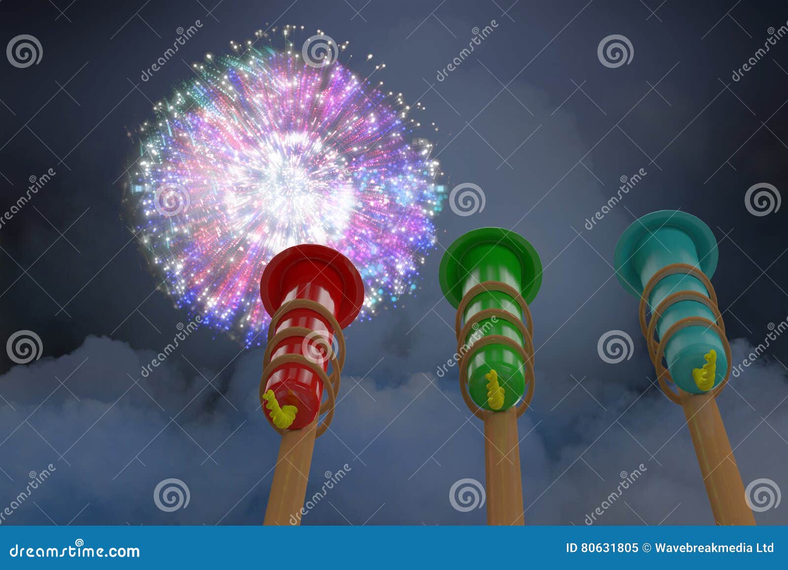 Composite Image of Rockets for Fireworks Stock Illustration ...