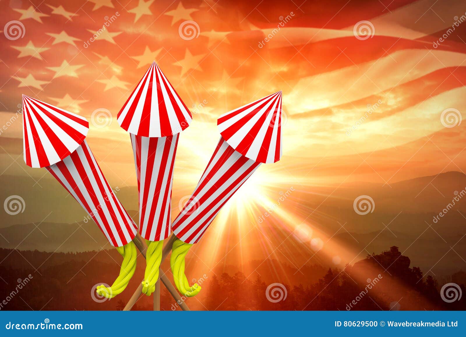 Composite Image of Rockets for Fireworks Stock Illustration ...