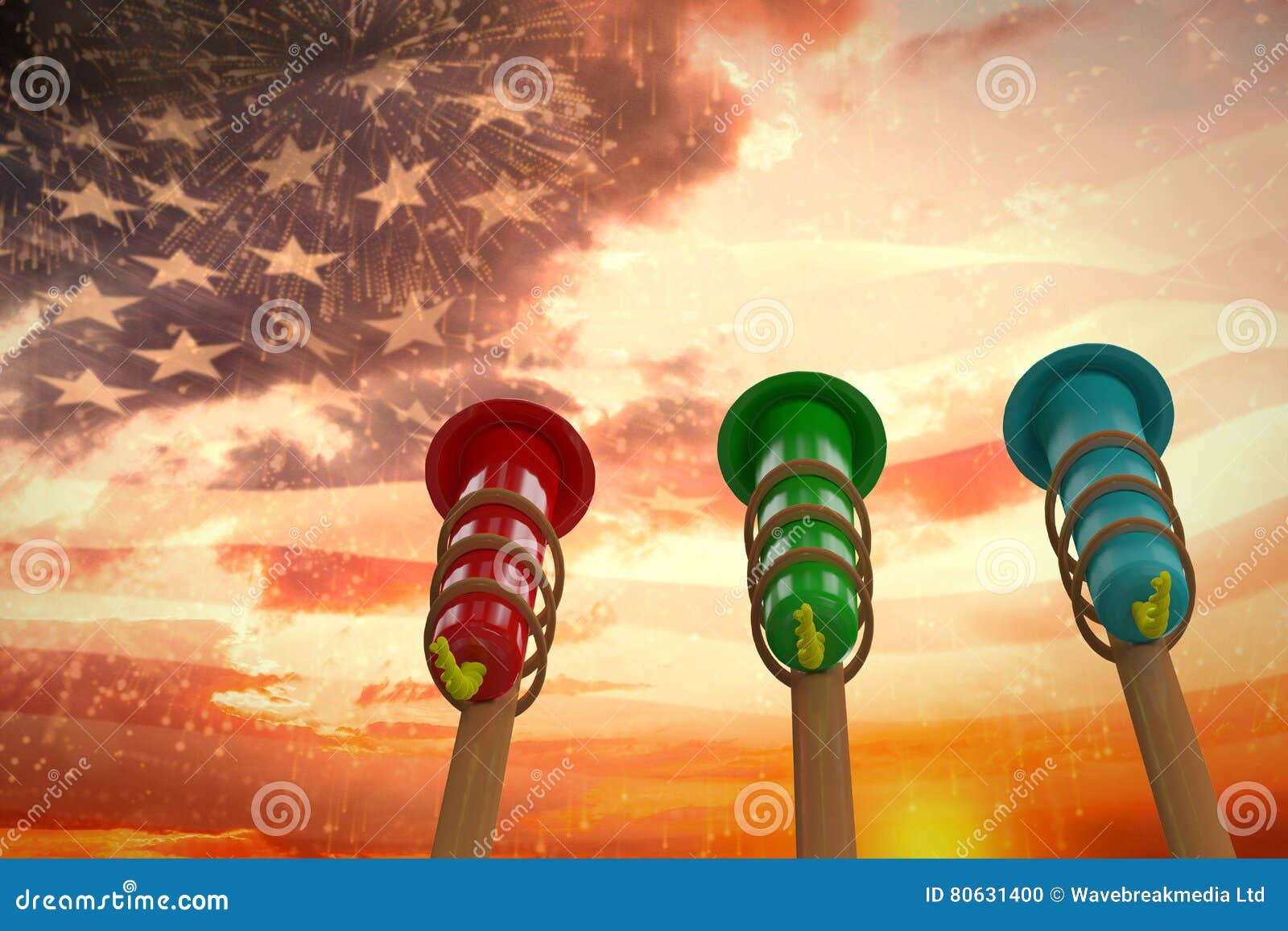 Composite Image of Rockets for Fireworks Stock Illustration ...