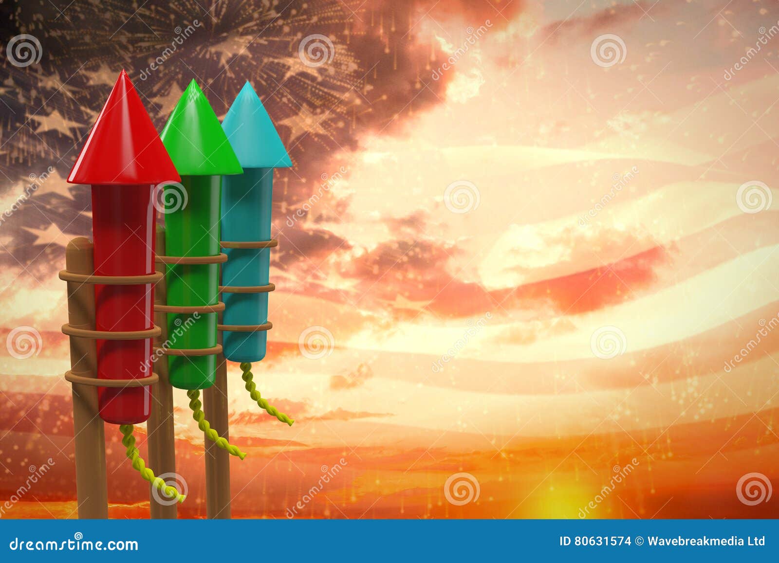 Composite Image of Rockets for Fireworks Stock Illustration ...