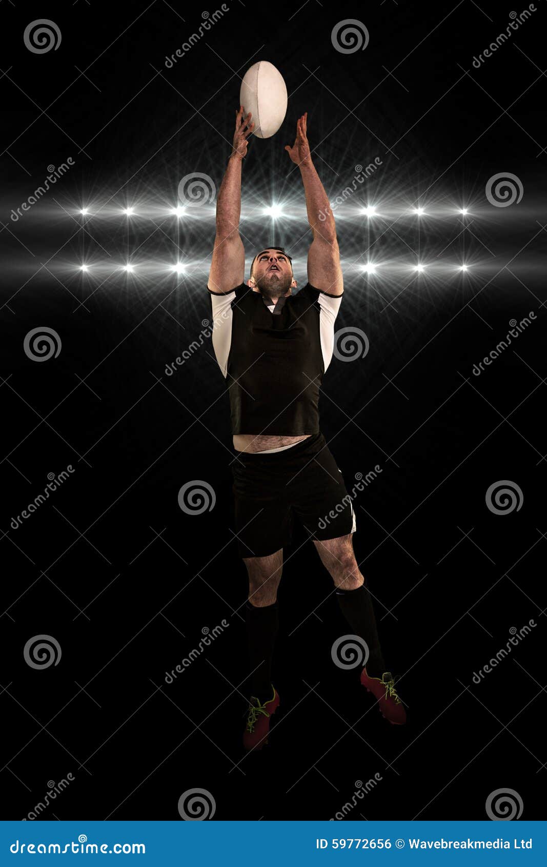 Composite Image of Rugby Player Catching the Ball Stock Photo - Image ...