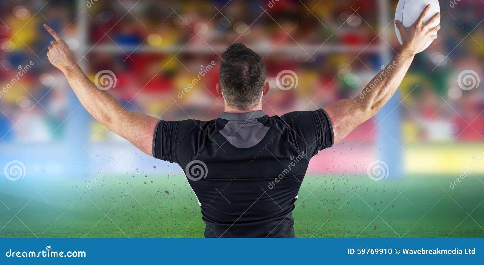 Composite Image of Rugby Player Celebrating with the Ball Stock Photo ...