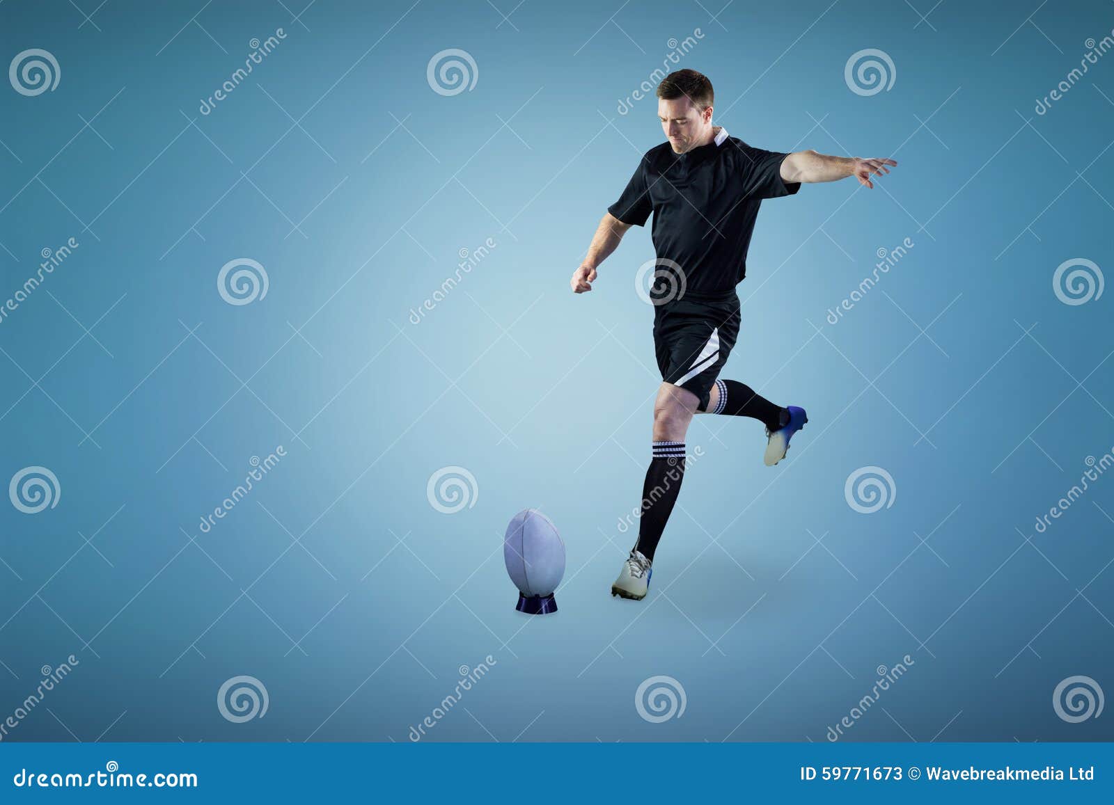 Composite Image of Rugby Player Doing a Drop Kick Stock Image - Image ...
