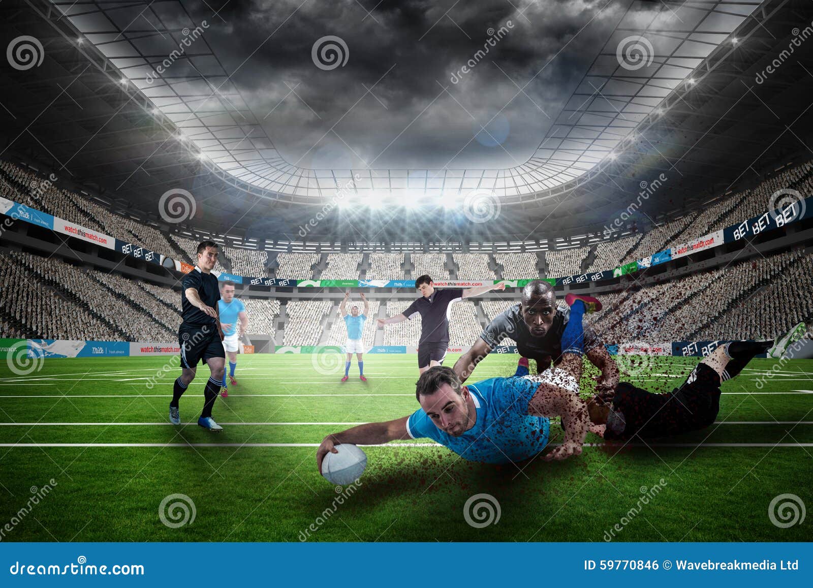 Composite Image of Rugby Player Doing a Drop Kick Stock Photo - Image ...