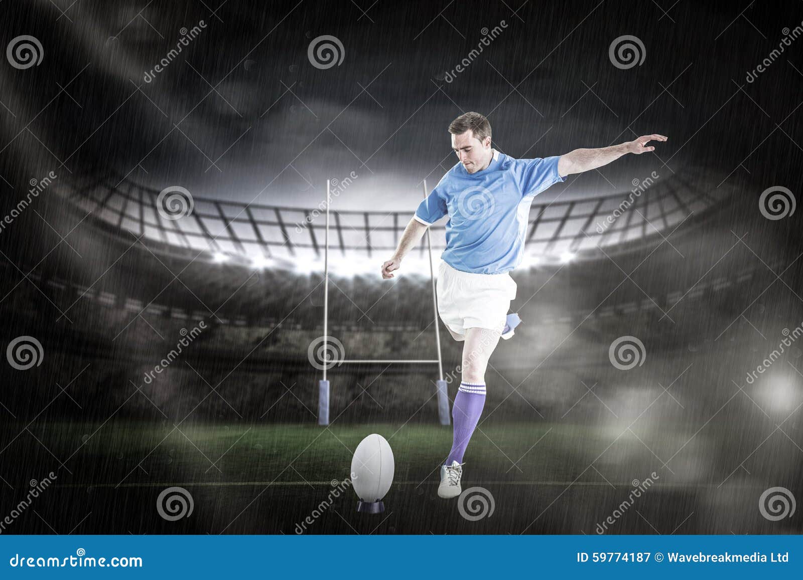 Composite Image of Rugby Player Doing a Drop Kick Stock Image - Image ...
